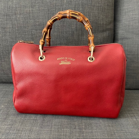 Gucci | Bags | Gucci Satchel Handbag Nwt Bamboo Boston Bag Leather ...